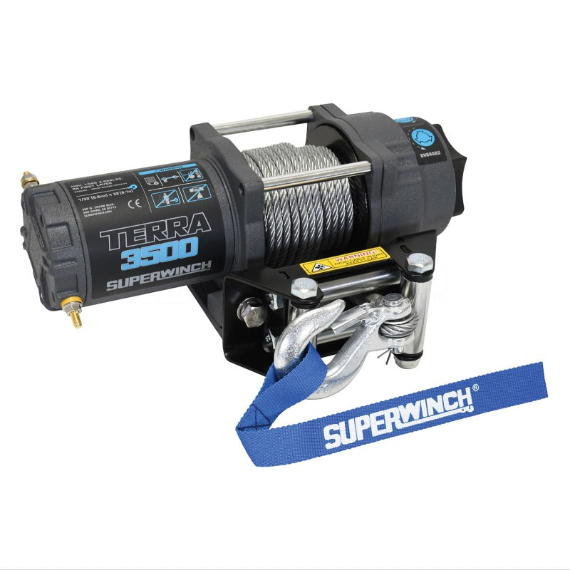 Superwinch 3500 LBS 12V DC 7/32 in x 32 ft Steel Rope Terra 3500 Winch ...