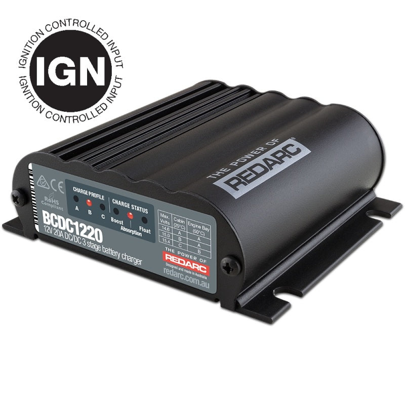 REDARC DC/DC 3-Stage In-Vehicle Battery Charger (Ignition Control) - 1 ...